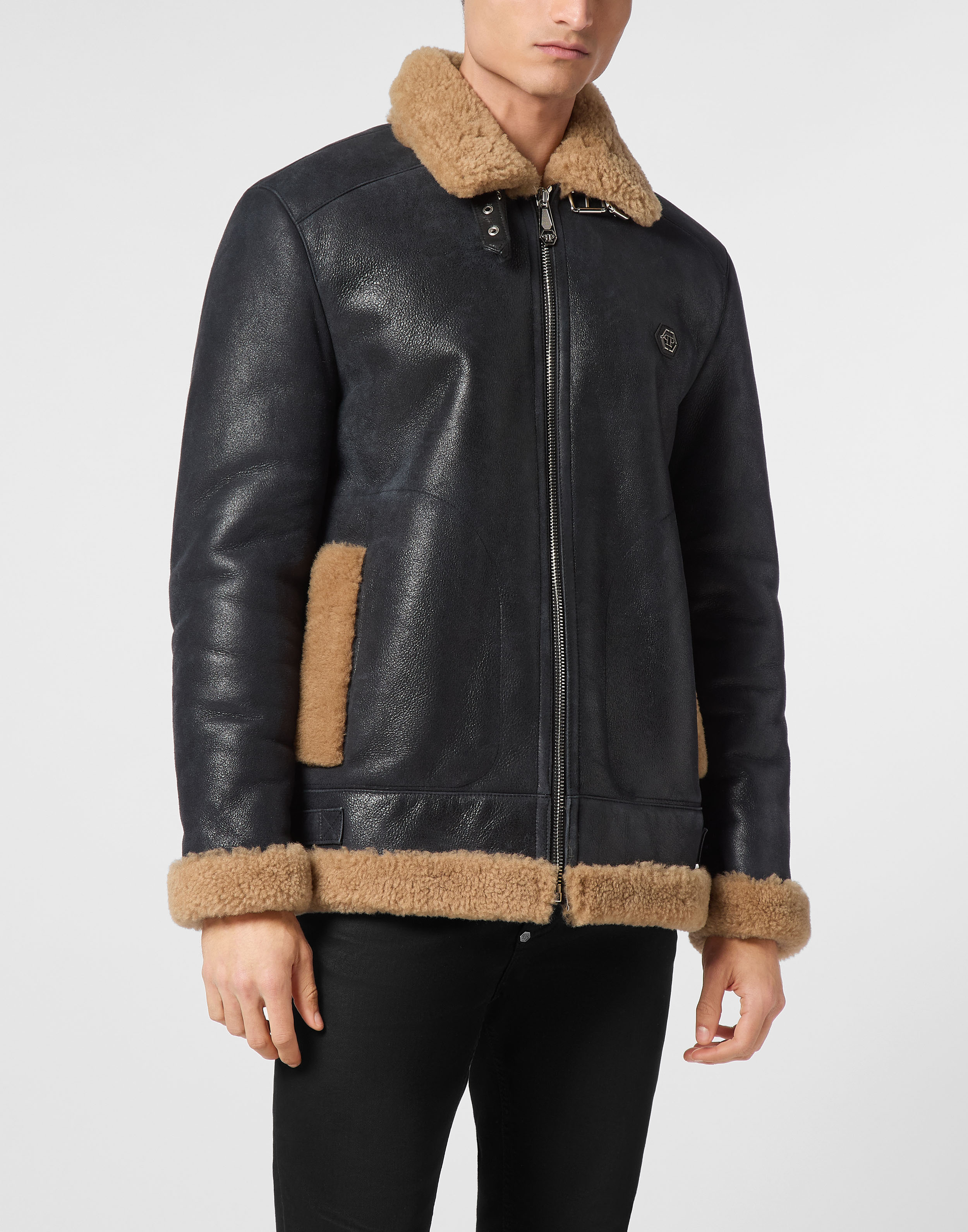 Shearling Leather Biker Jacket | Philipp Plein Outlet