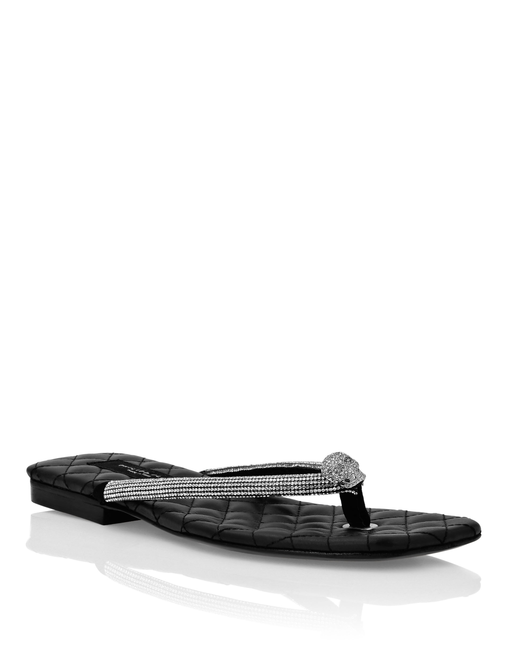 Leather Flip Flop Crystal Skull | Philipp Plein Outlet